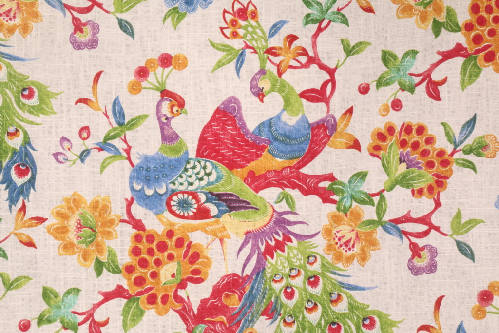 Richloom Preen Printed Linen Blend Drapery Fabric in Fiesta $11.95 per yard