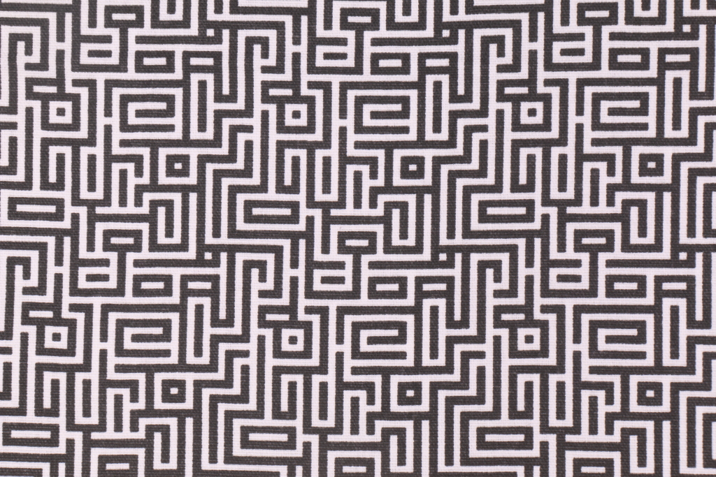 1.2 Yards Magnolia Home Maze Pattern Printed Cotton Drapery Fabric in Black
