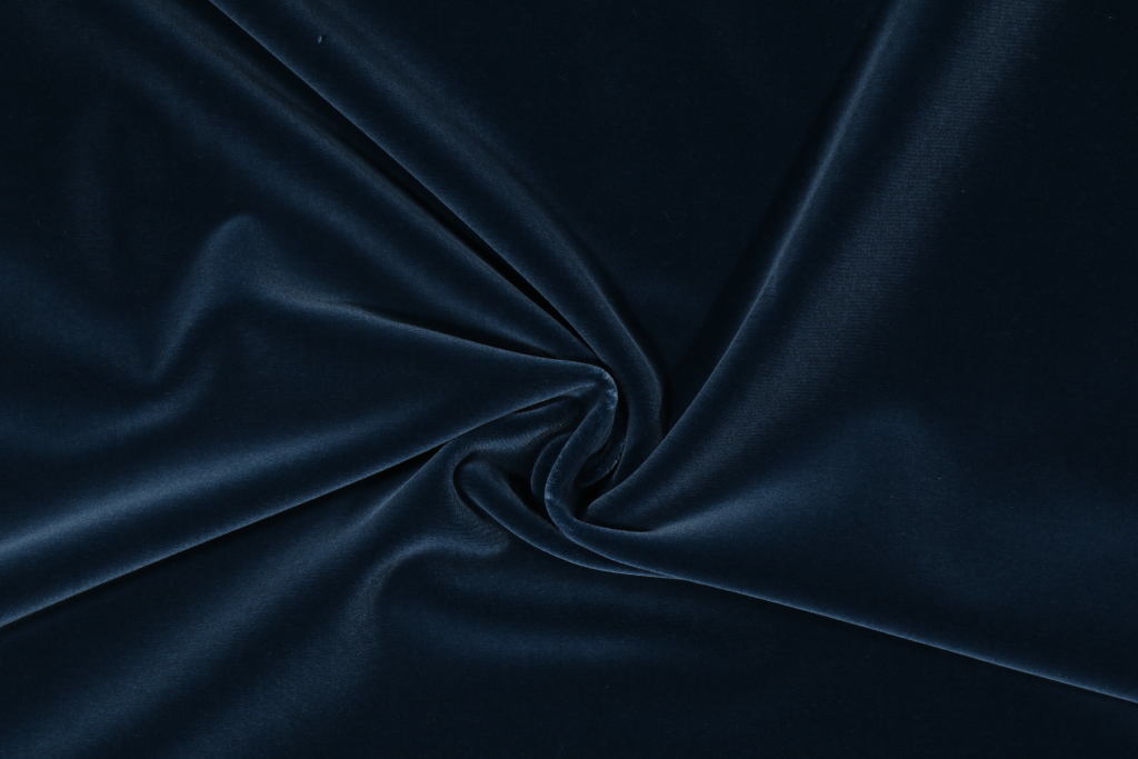 Lady Elsie Italian Made Cotton Velvet Upholstery Fabric in Persian Blue