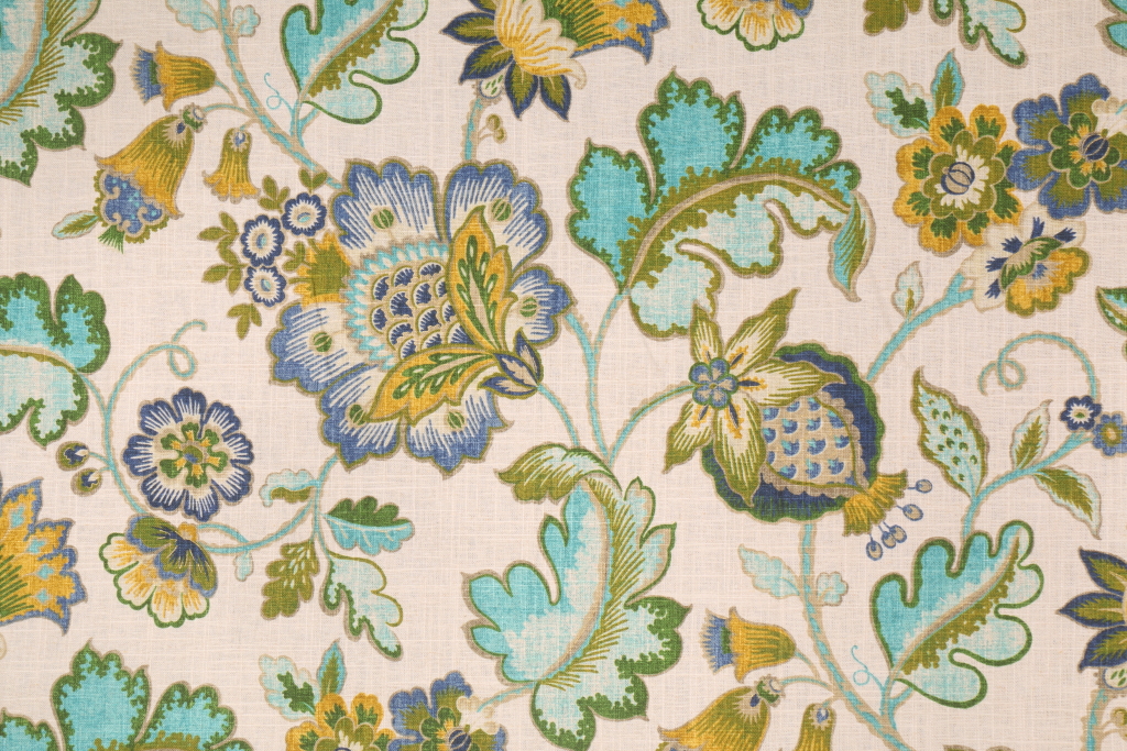 Anu - Cliffside in Caribbean Printed Linen Blend Drapery Fabric by Mill ...