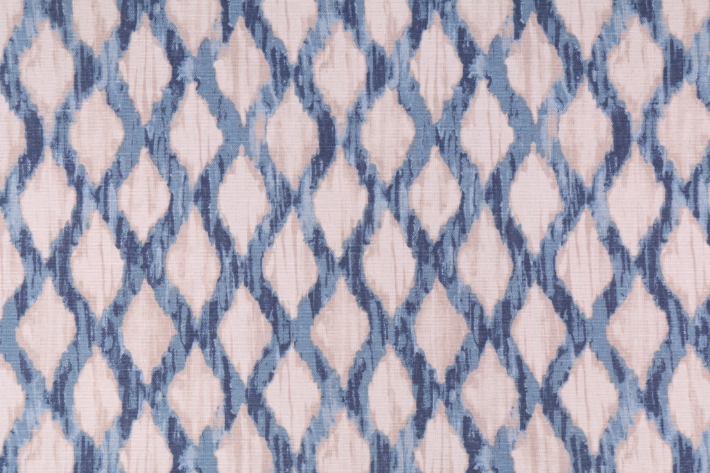 Kelly Ripa Home Floating Trellis Printed Cotton Drapery Fabric in Indigo