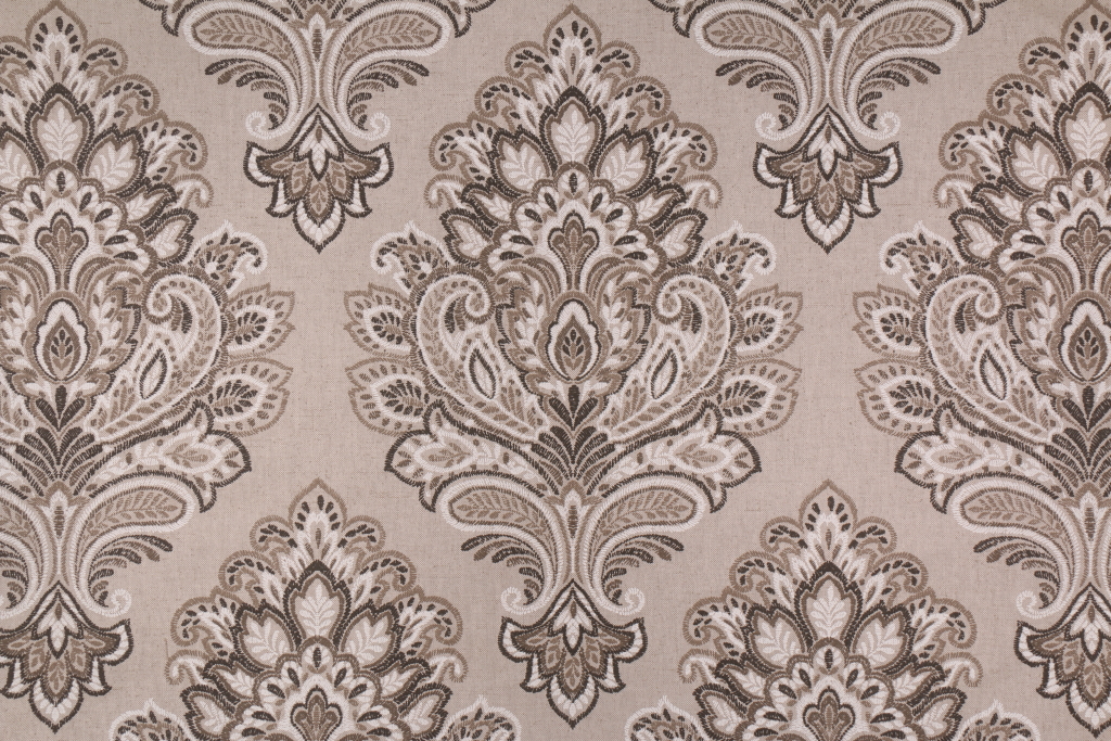 Vilber 13449-01 Ritz Spanish Damask Printed Linen Blend Drapery Fabric ...