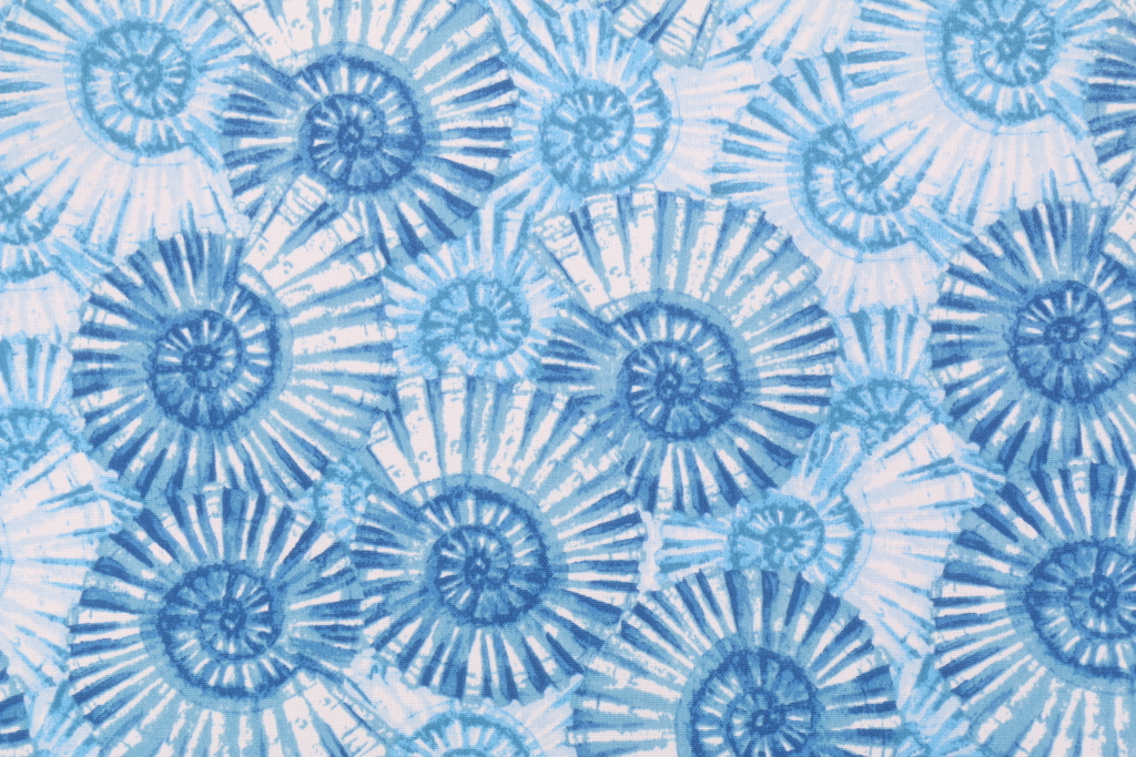 Sample of Tempo Terrasol Concha Printed Poly Outdoor Fabric in Baltic