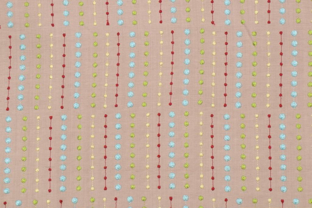 Onyx Age Ditto Woven Embroidered Cotton Decorator Fabric in Spring