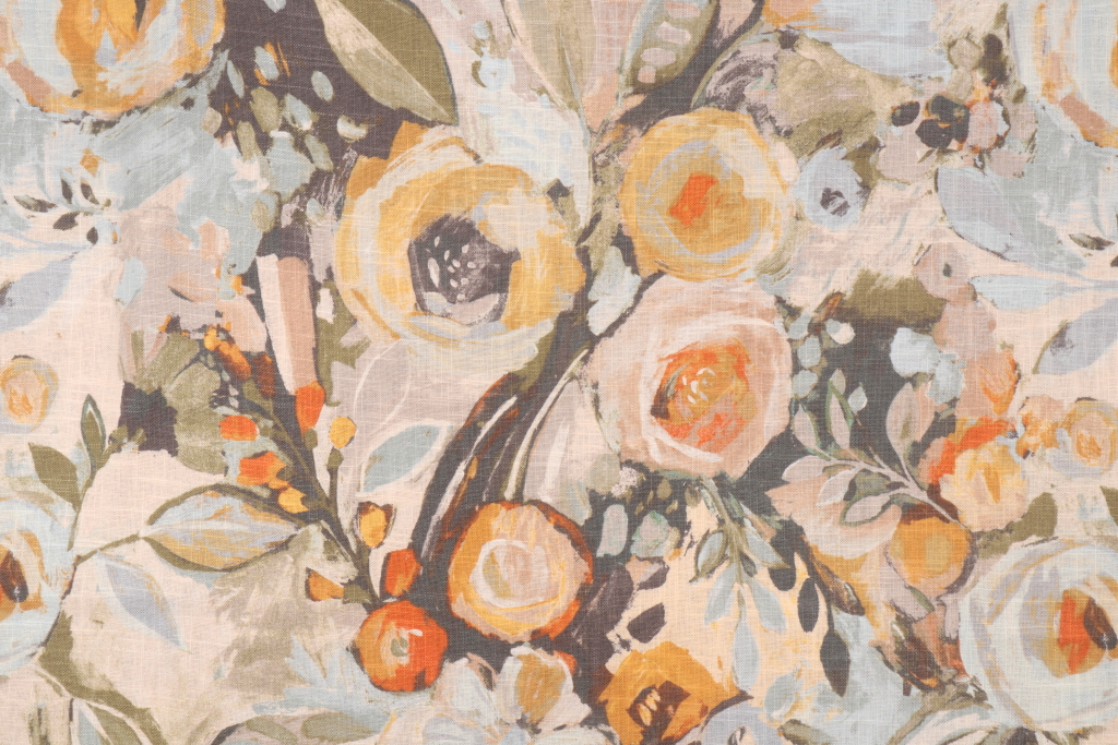 Hamilton Covent Garden Printed Linen Blend Drapery Fabric in Natural