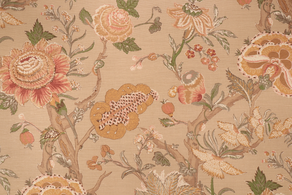 Thibaut Nicobar F97129 Printed Linen Blend Drapery Fabric in Beige