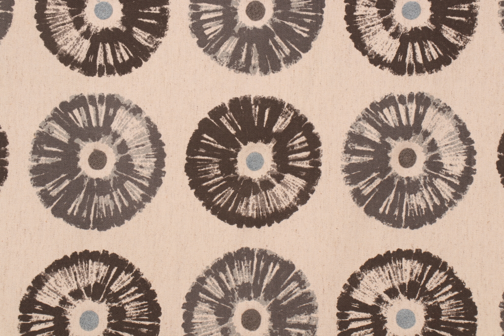 Hilo Printed & Embroidered Cotton Drapery Fabric in Slate