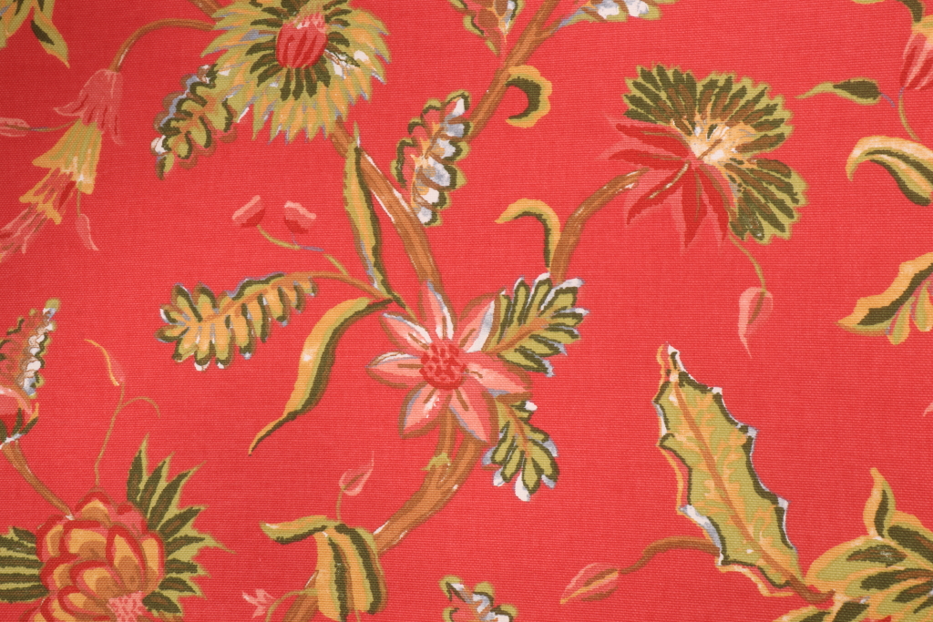 3.25 Yards Thibaut Georgetown F96138 Printed Cotton Drapery Fabric in Red
