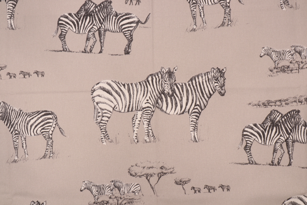 Stof Fabrics Zebra Printed Cotton Blend Drapery Fabric in Natural