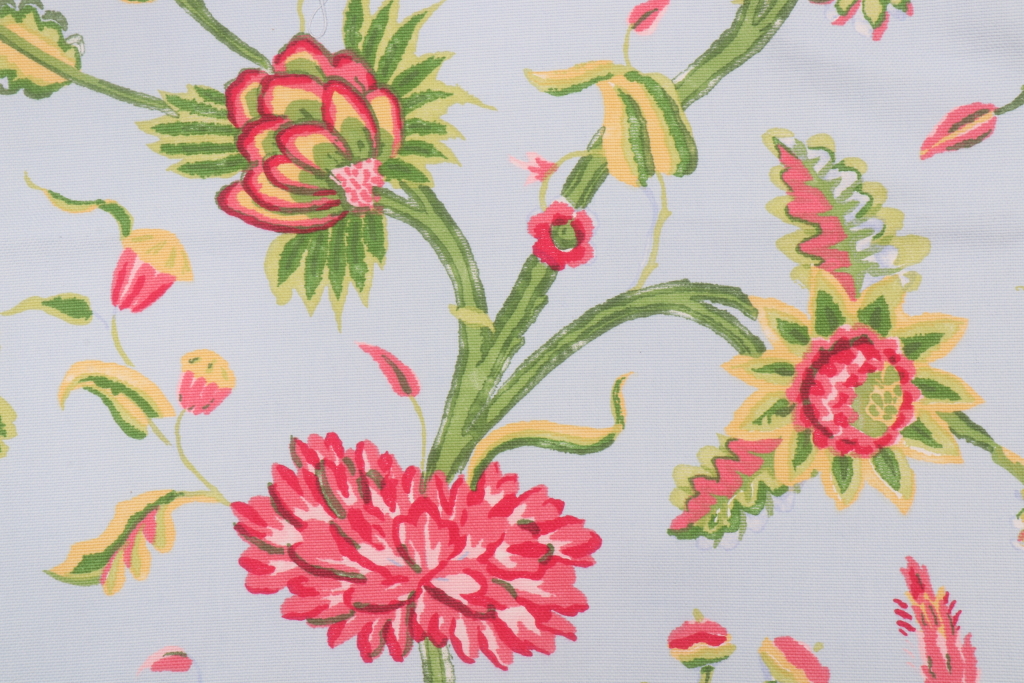 1.25 Yards Thibaut Georgetown F96135 Printed Cotton Drapery Fabric in Blue