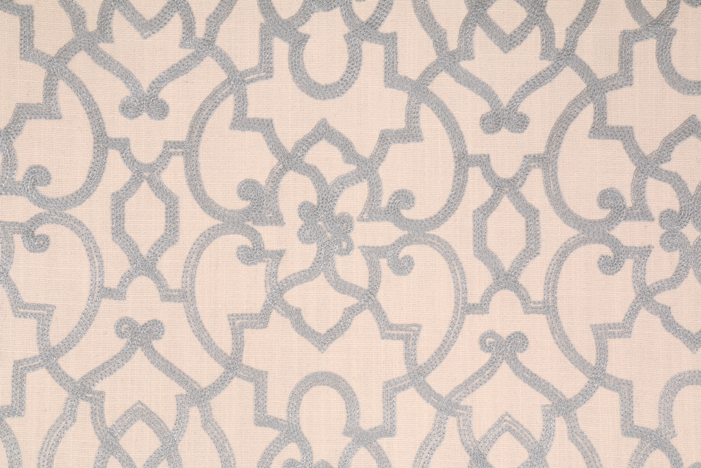 TFA Tangled Web Embroidered Poly/Linen Decorator Fabric in Cerulean