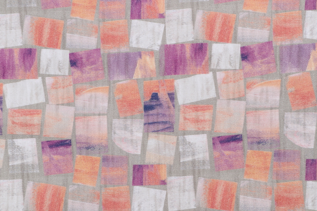 4.38 Yards Bartson Fabrics Cubist Printed Cotton Drapery Fabric in Melon