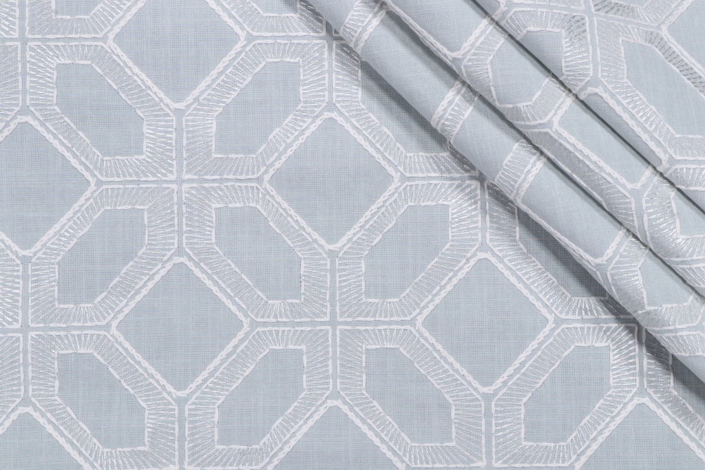Williamsburg Barraud Emb Drapery Fabric in Vapor