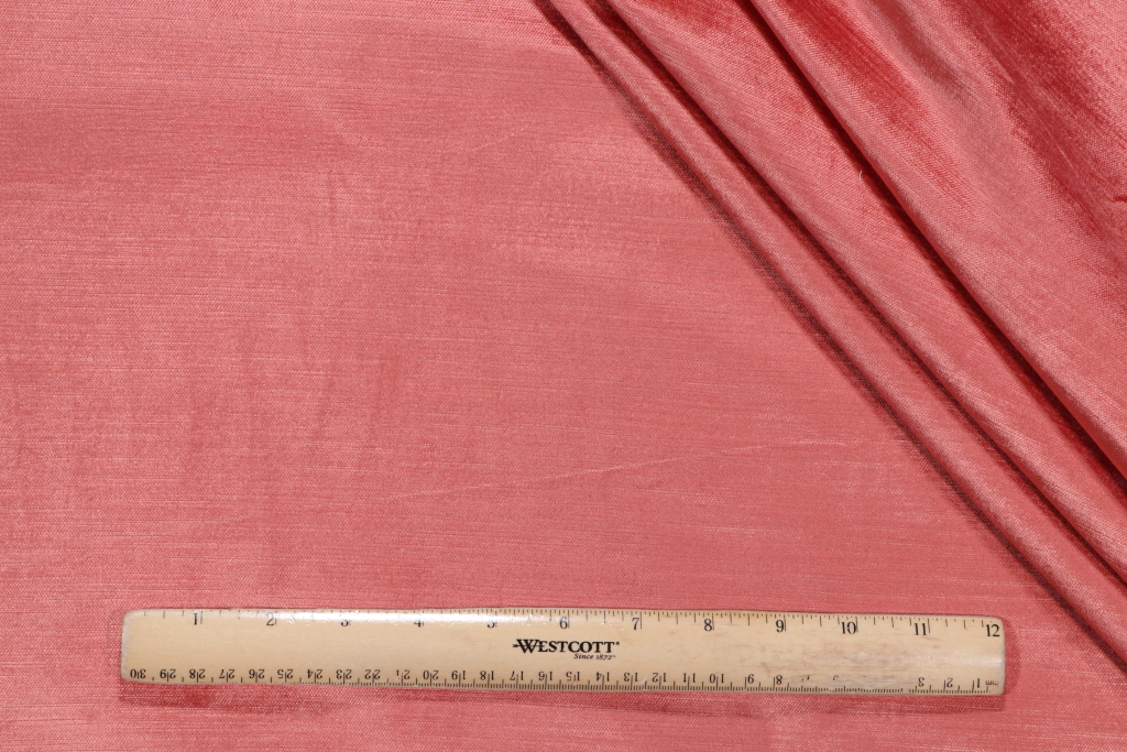 Sample of Solid Velvet Upholstery Fabric in Coral