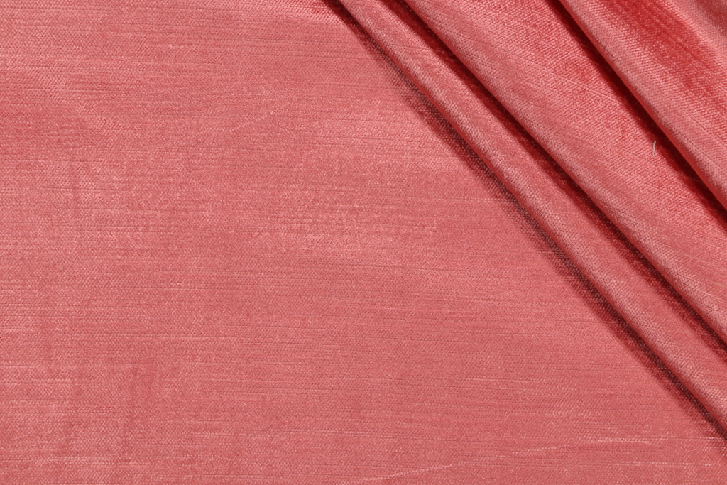 Sample of Solid Velvet Upholstery Fabric in Coral