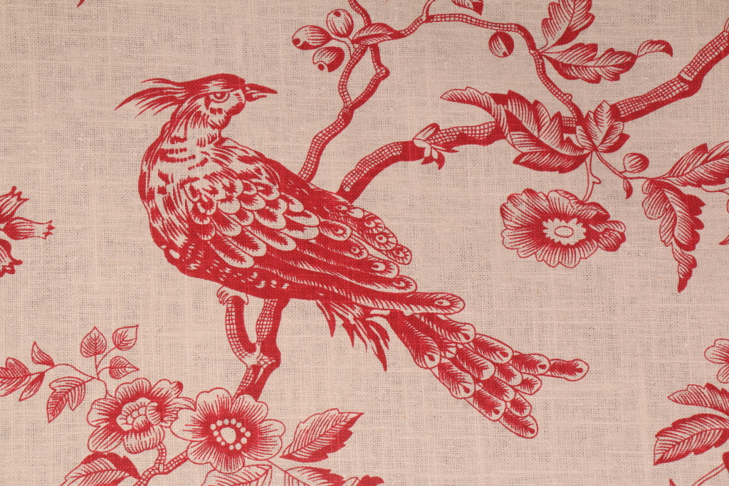 Golding Avalon Printed Linen Blend Drapery Fabric in French Red