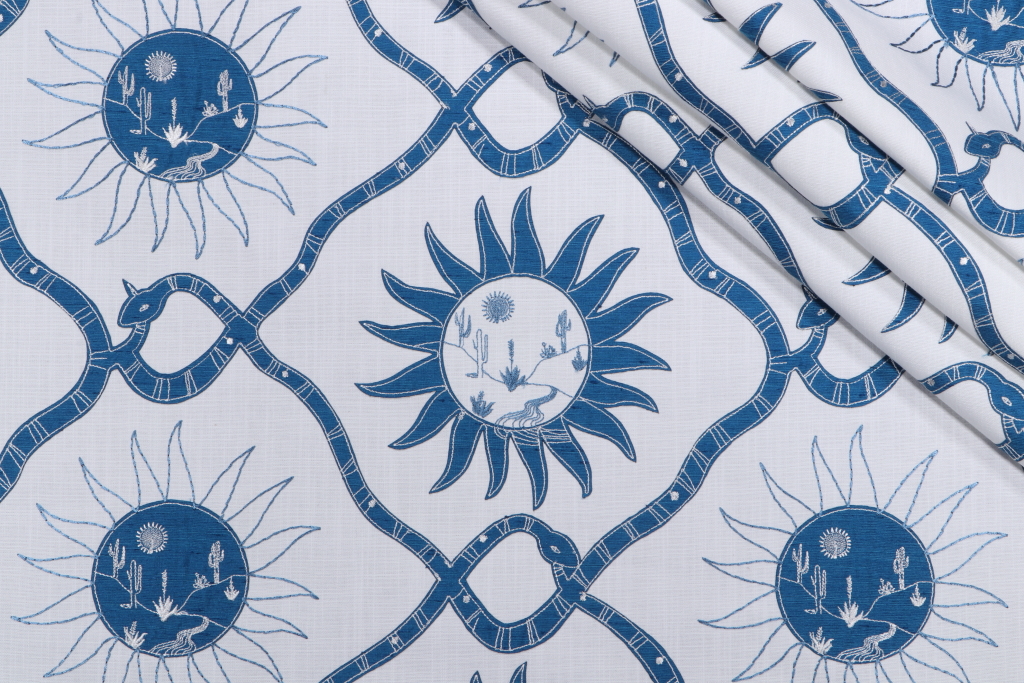 Elana Gabrielle Sol Embroidered Drapery Fabric in Bluebell for PK ...