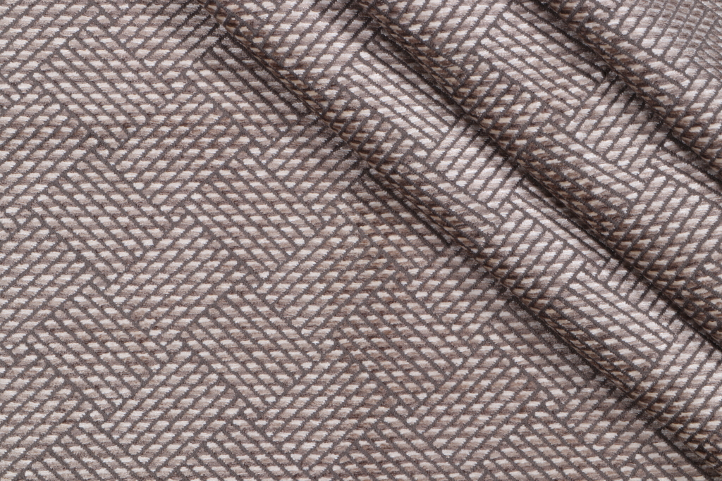 1.75 Yards Crosshatch Woven Chenille Upholstery Fabric in Taupe
