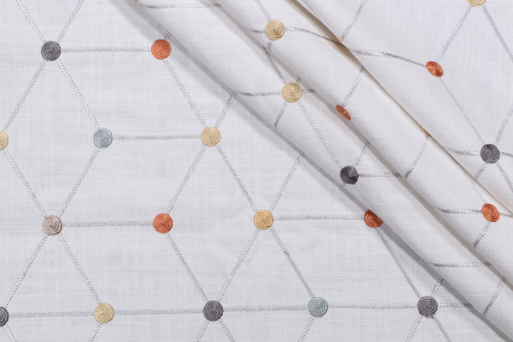 .88 Yards Geo Dot Embroidered Drapery Fabric in Summer