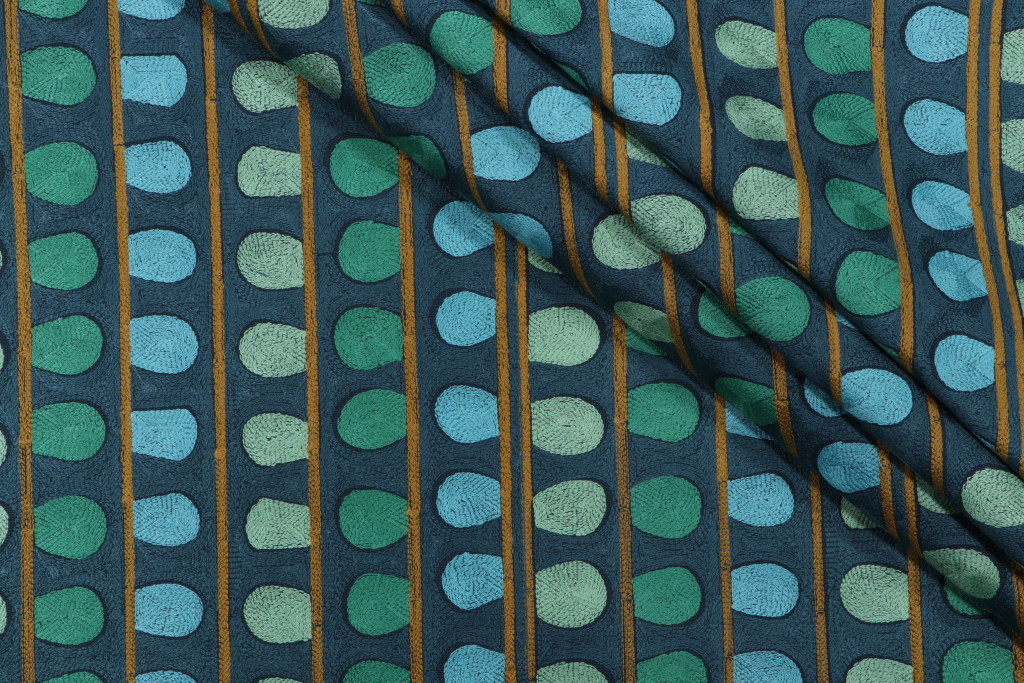 Kaufmann Enigma Embroidered Drapery Fabric in Oasis