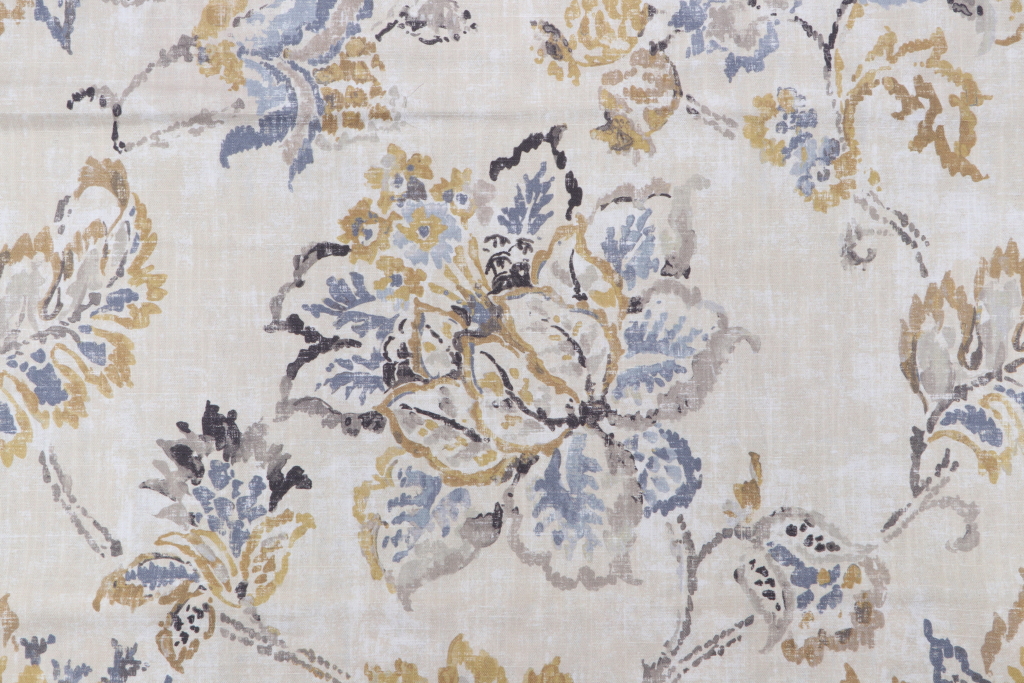 3.63 Yards Jemma Printed Cotton Drapery Fabric in Denim