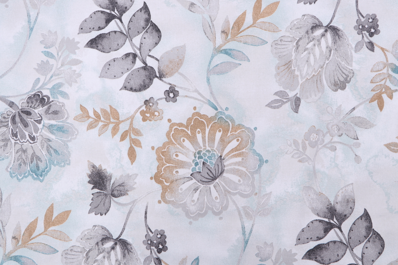 11 Yards Kelly Ripa Home Light-Hearted Printed Cotton Drapery Fabric in Spa