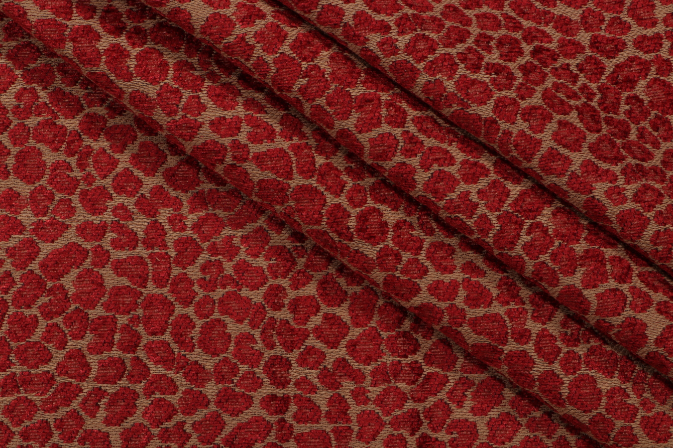 4.13 Yards Golding Spots Woven Chenille Upholstery Fabric in Ruby