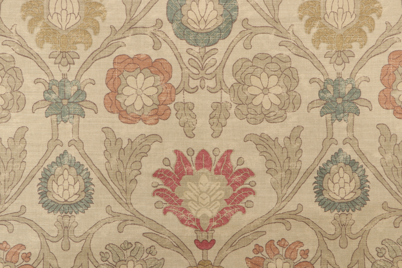 1.7 Yards Thibaut Buccini Printed Linen Blend Drapery Fabric in Gold F96053