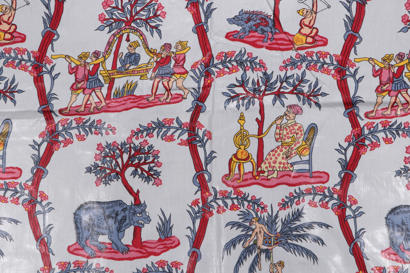 2 Yards Scalamandre Toile Printed Polished Cotton Drapery Fabric in Red ...