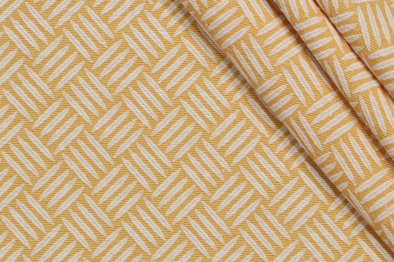 Covington Criss Cross Woven Upholstery Fabric in 831-Citrine