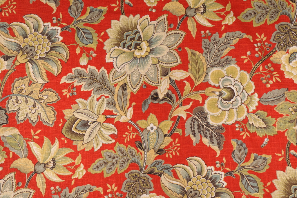 Venezla - Cliffside in Vermillion Printed Linen Blend Drapery Fabric by ...