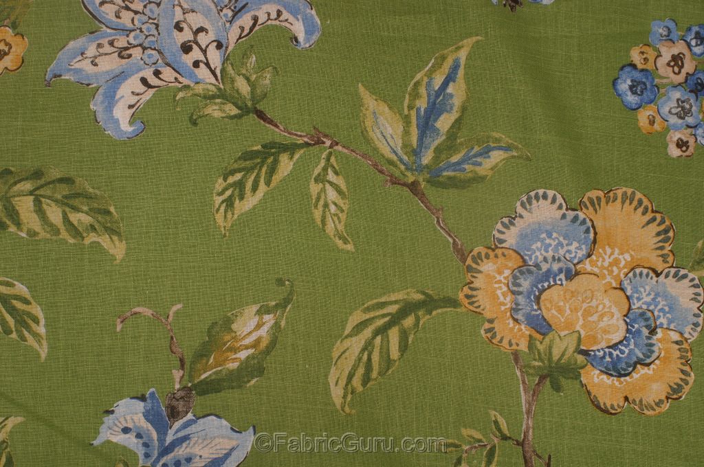 Robert Allen Les Fauves Printed Linen Blend Drapery Fabric in Grasslands