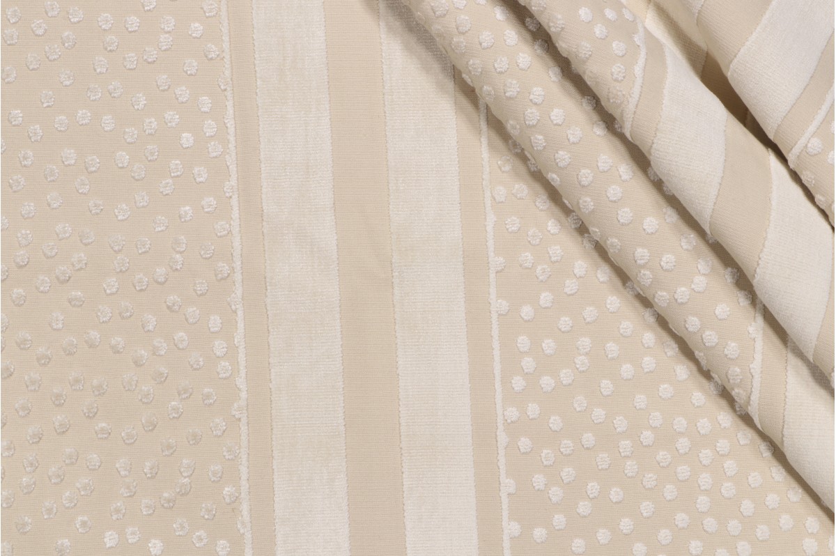 3.5 Yards Scalamandre Dotty Stripe Velvet Upholstery Fabric in Parchment