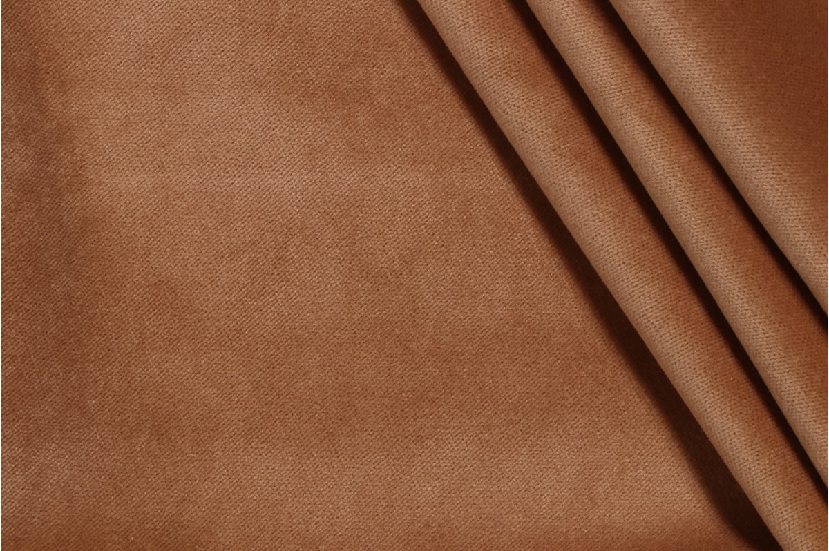 4 Yards Valdese Weavers Banks Velvet Upholstery Fabric in Nutmeg