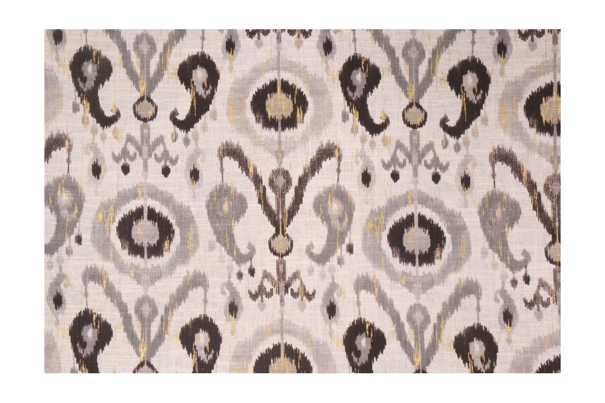 Richloom Holiday Ikat Printed Linen Blend Drapery Fabric in Graphite