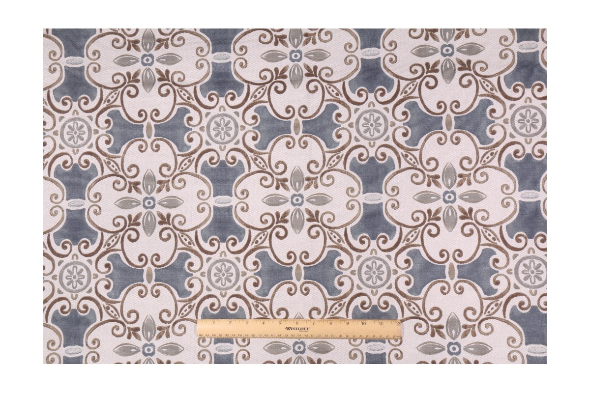 Premier Prints Promenade Flax Printed Cotton Drapery Fabric in Riverway