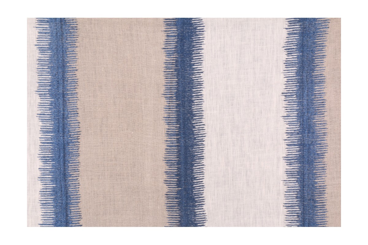 Hamilton Hampton Embroidered Linen Decorator Fabric in Navy