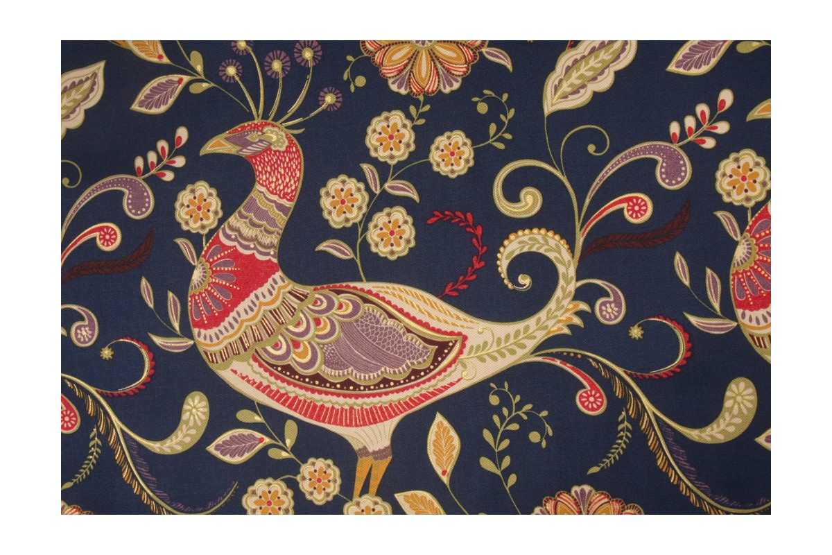 2.88 Yards Richloom Fantasy Printed Cotton Drapery Fabric in Navy