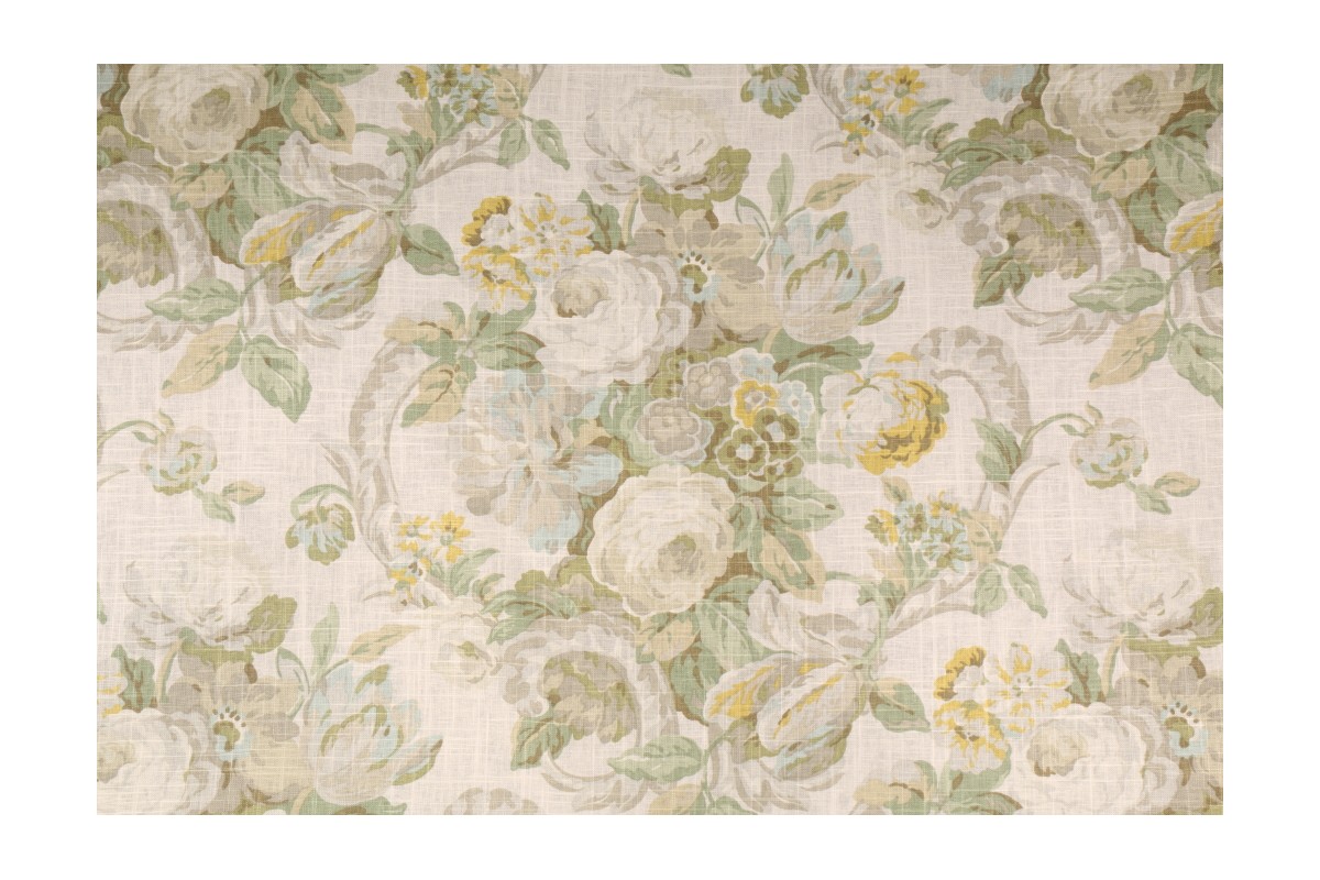 Waverly Spring Bling Printed Linen Blend Drapery Fabric in Platinum