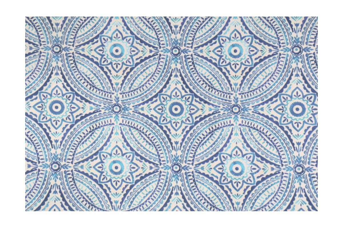 Kelly Ripa Home Blissfulness Printed Poly Outdoor Fabric in Indigo