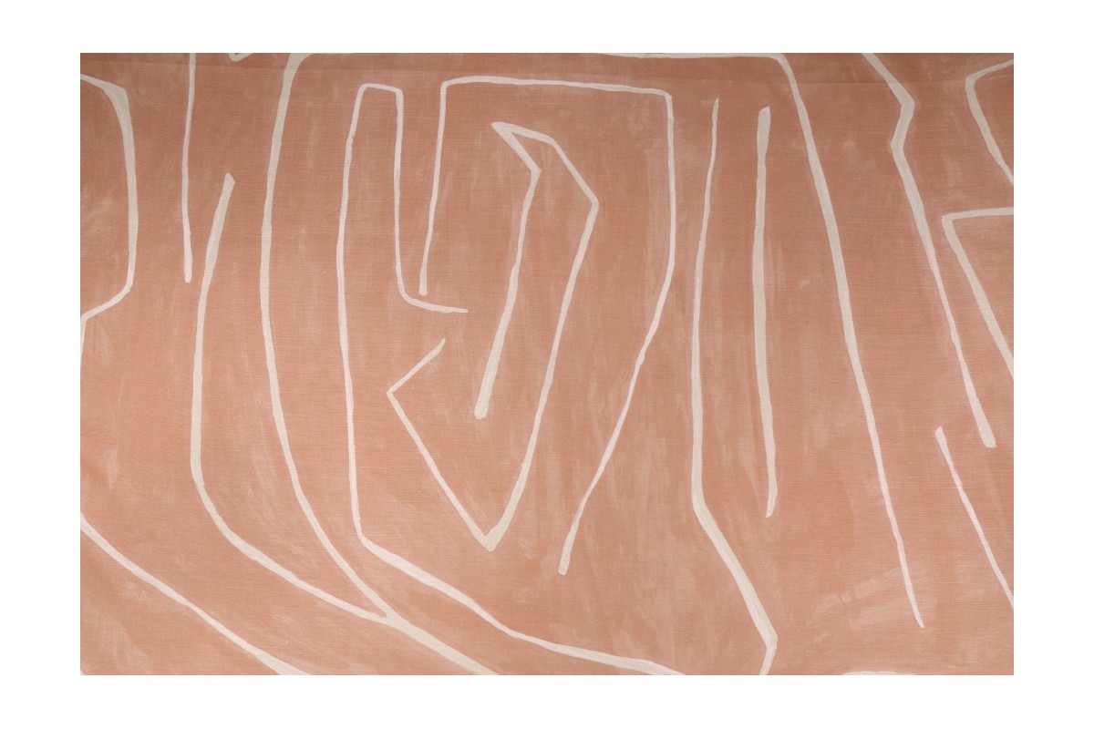 Kelly Wearstler Graffito Printed Cotton Linen Drapery Fabric in Salmon ...