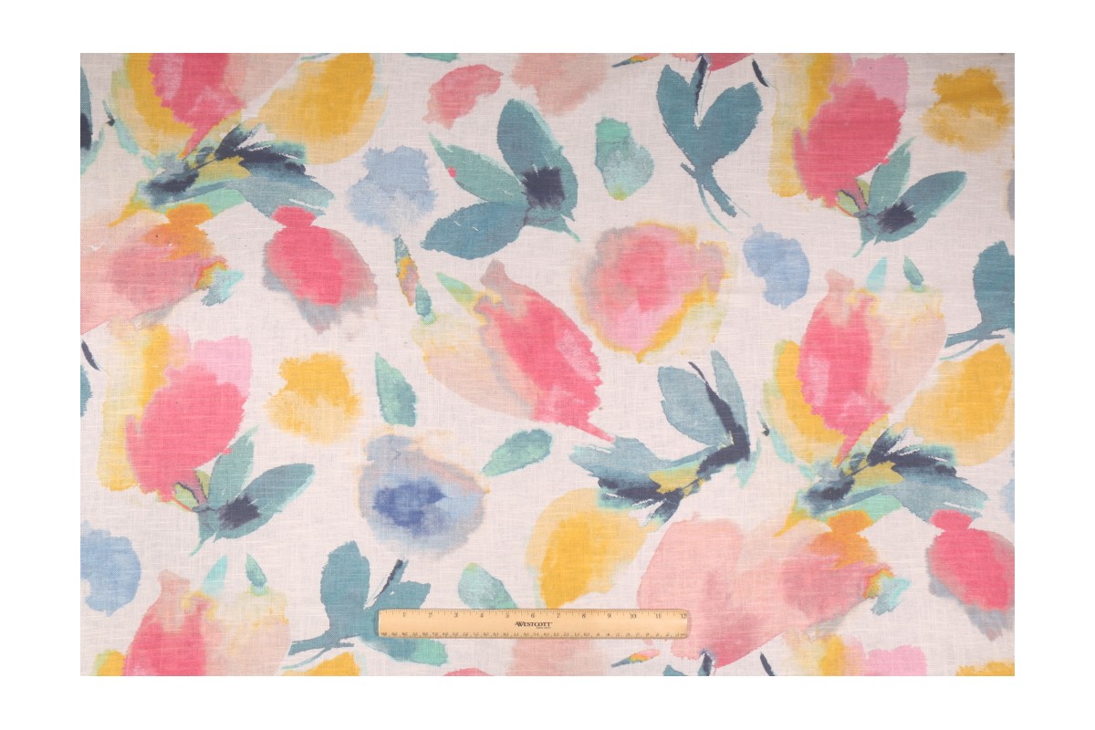 Hamilton Rio Printed Linen Blend Drapery Fabric in Pastel