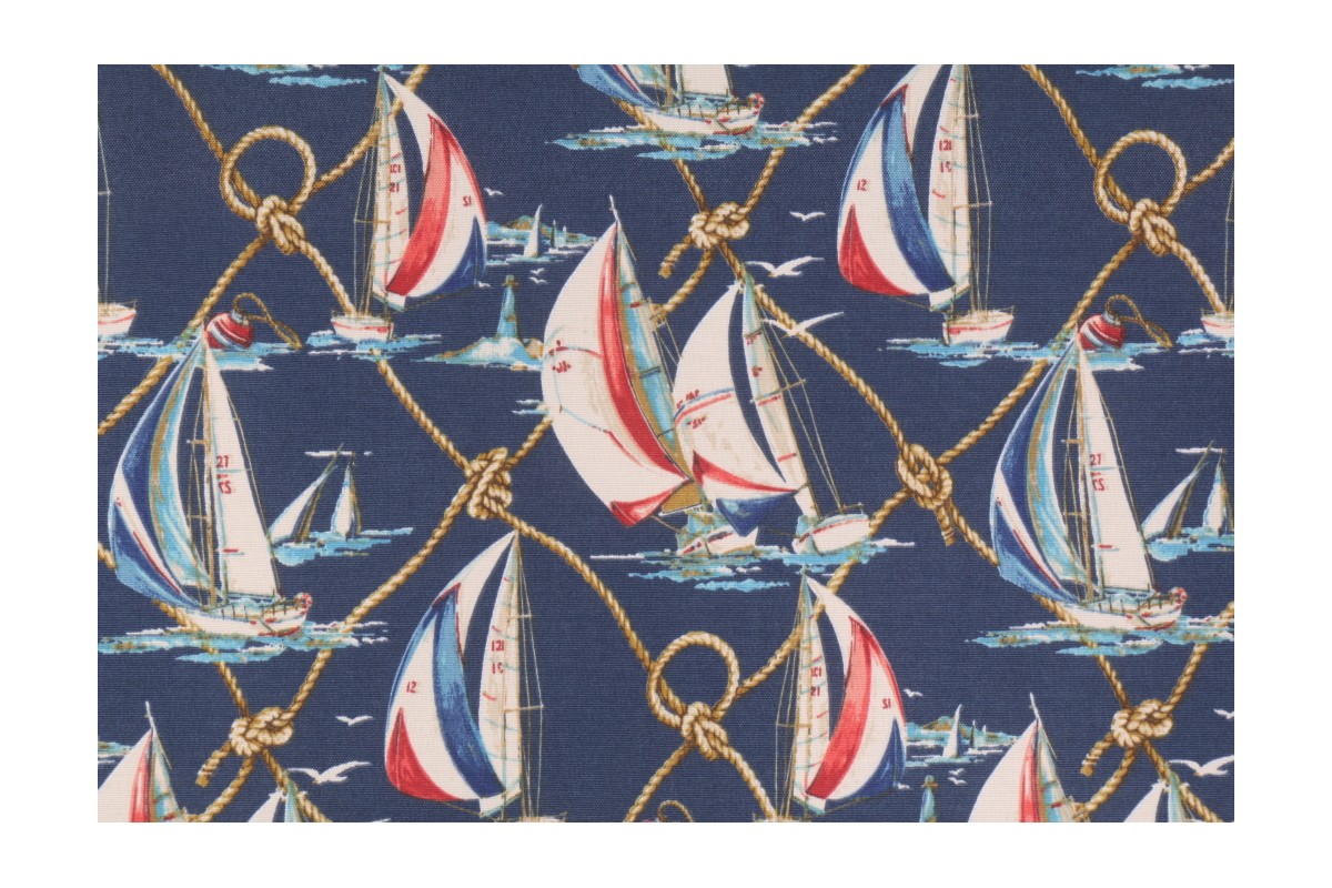 PK Lifestyles On Sail Printed Polyester Outdoor Fabric in Nautical