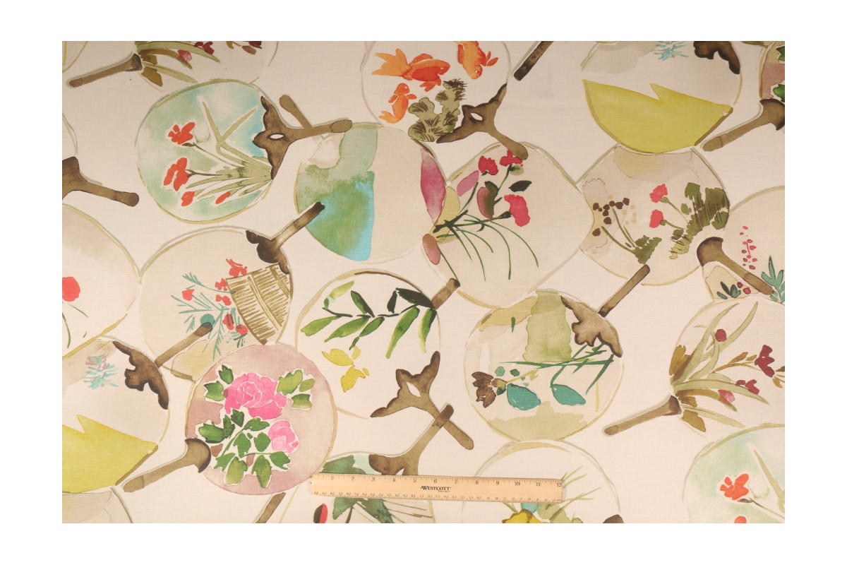 Golding Mia Fleece Backed Printed Cotton Linen Decorator Fabric in Multi