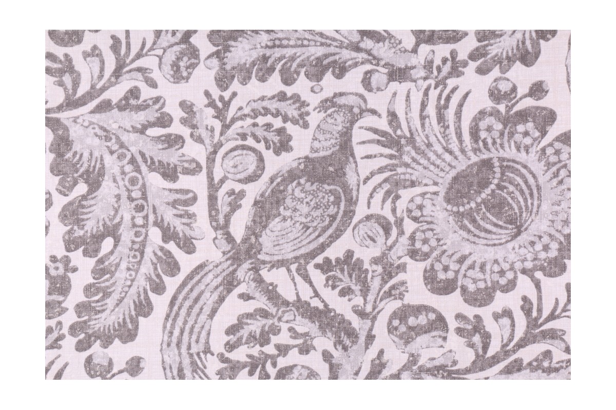 Tucker Resist Printed Cotton drapery Fabric in Silver