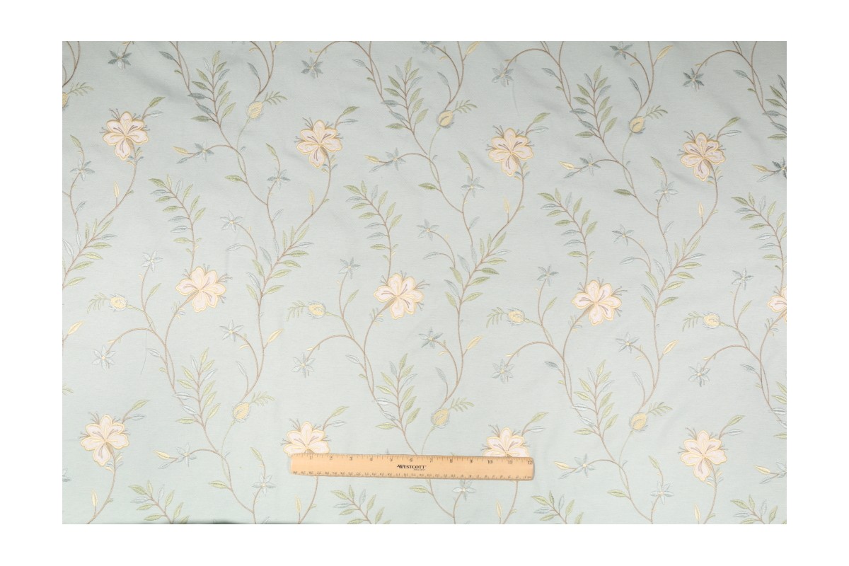 Fabricut Weekend Floral Embroidered Drapery Fabric in Mist