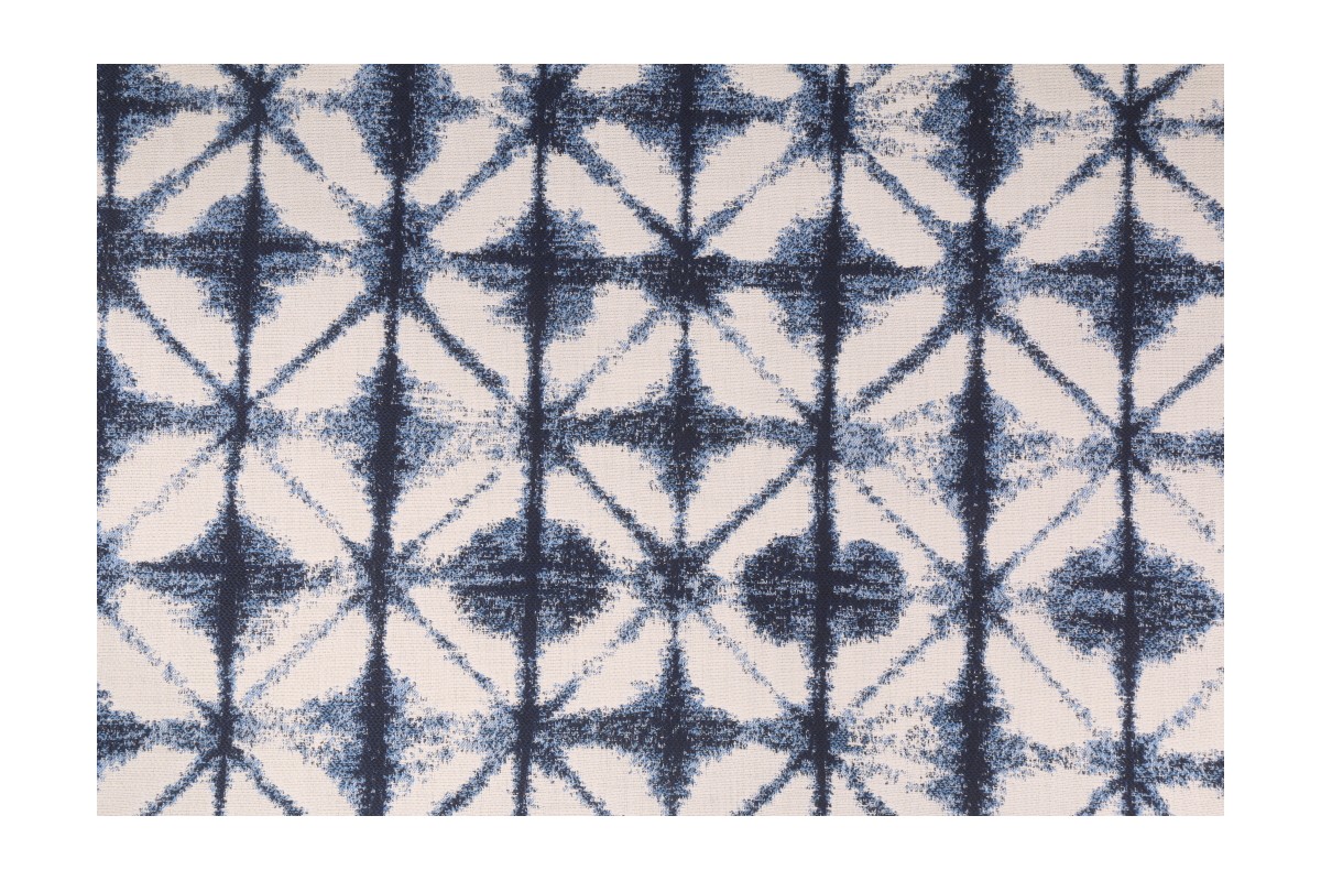 Ikat Woven Acrylic Outdoor Fabric in Cobalt