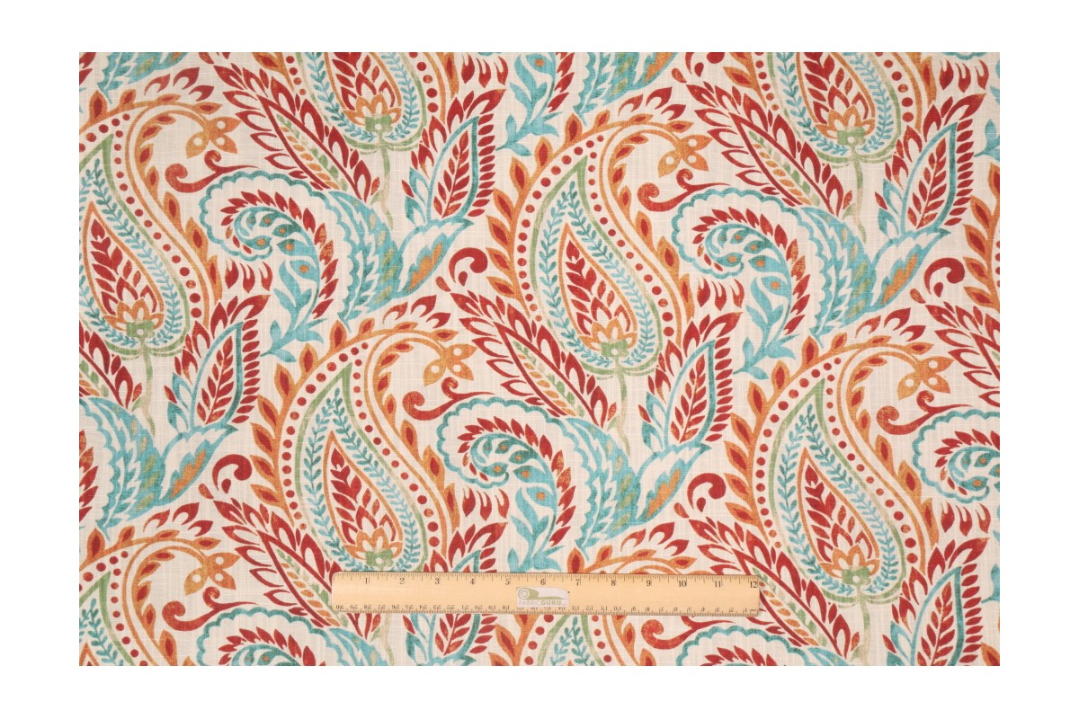 2.13 Yards Richloom Algura Printed Cotton Drapery Fabric in Fiesta