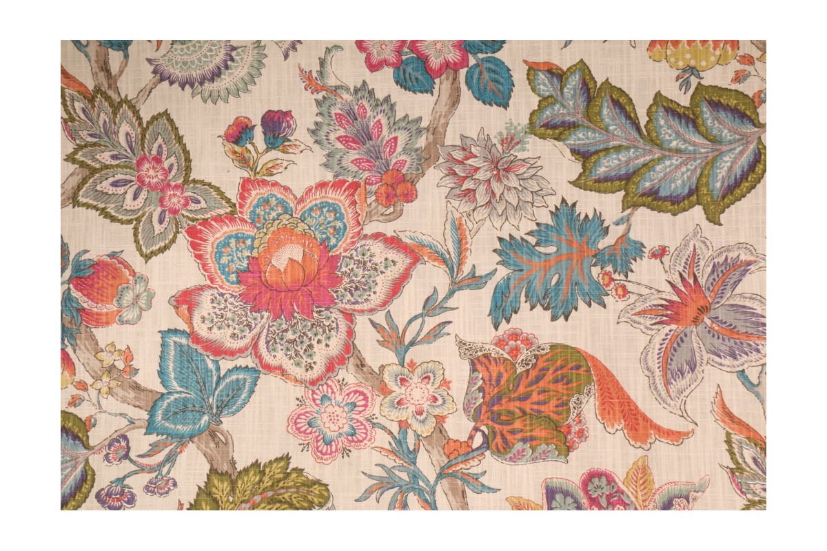 Kaufmann Love Affair Printed Cotton Drapery Fabric in Eggshell