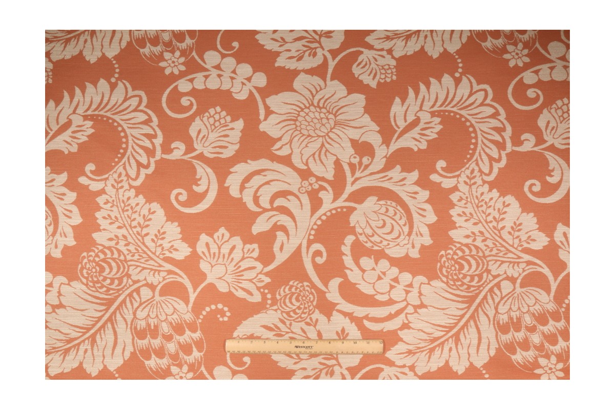 Floral Damask Upholstery Fabric in Apricot
